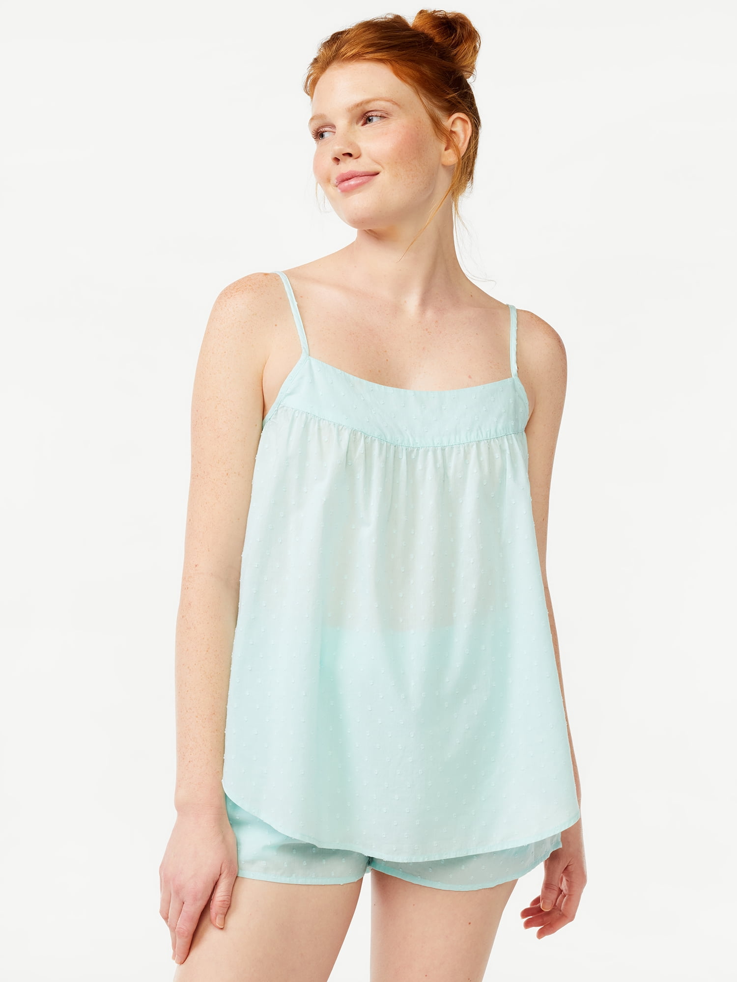 Joyspun Women's Swiss Dot Cami Top and Shorts Sleep Set, 2-Piece, Sizes ...