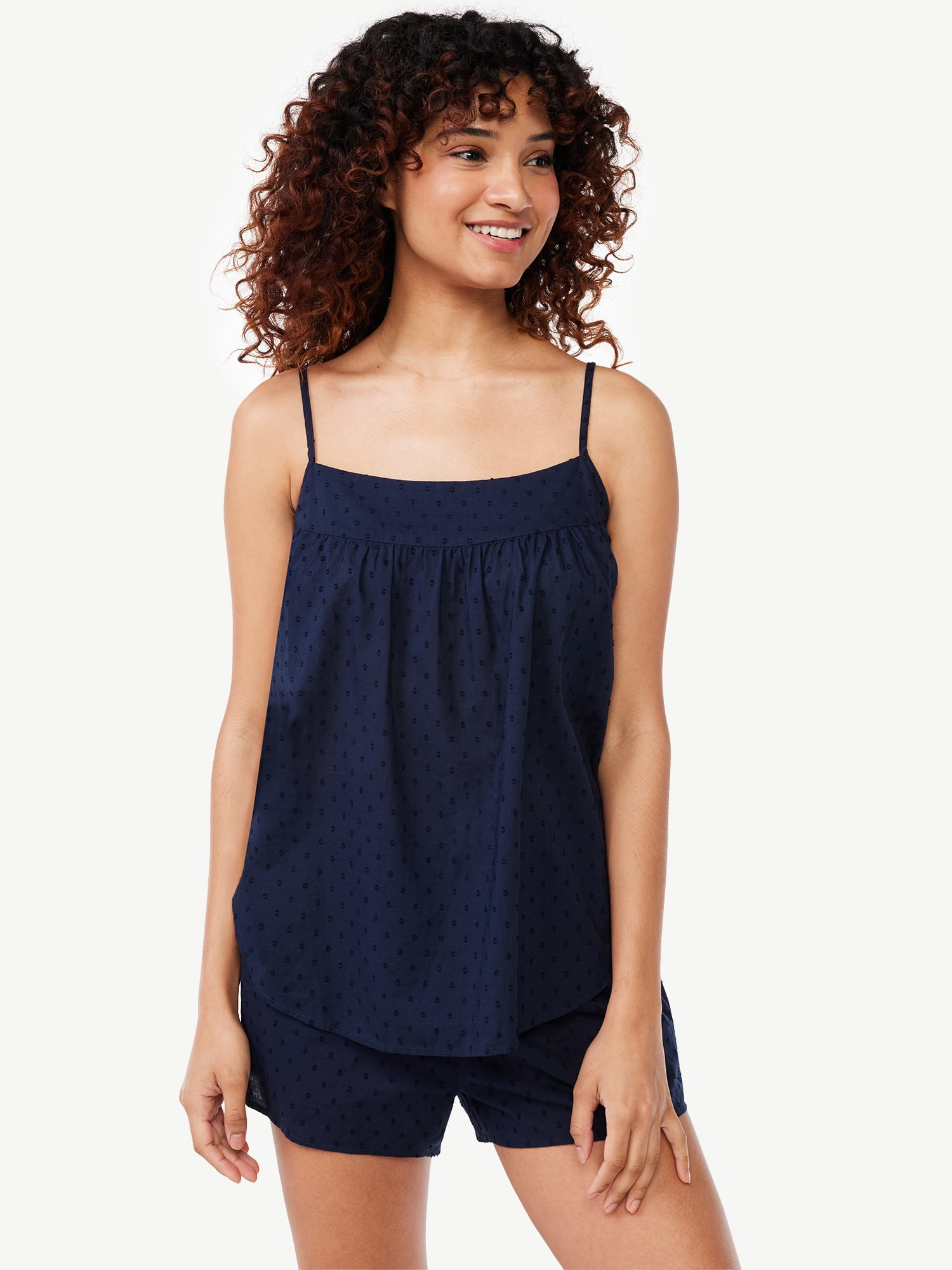 Joyspun Women's Swiss Dot Cami Top and Shorts Sleep Set, 2-Piece, Sizes ...