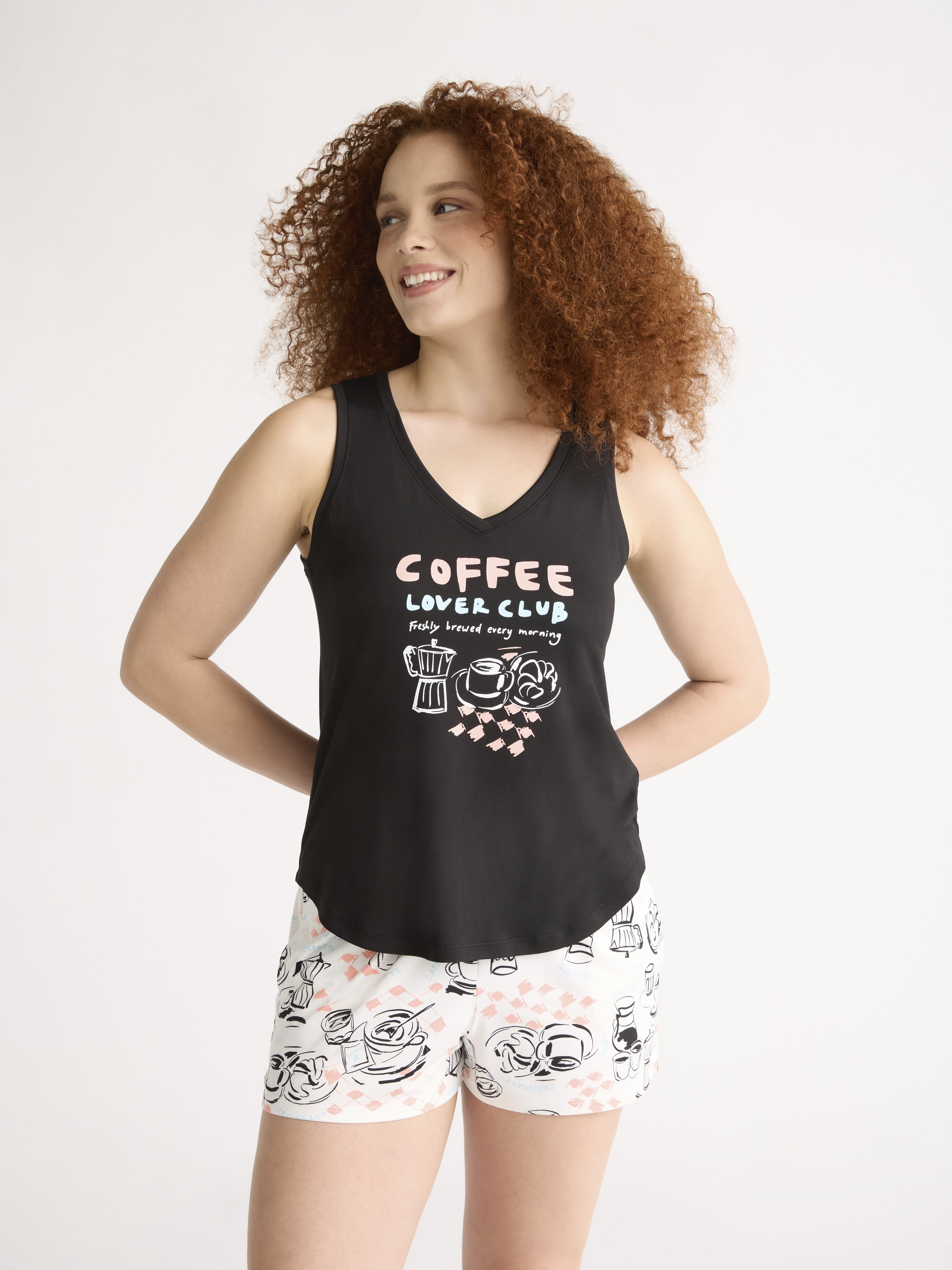Joyspun Women's Printed Tank Top and Shorts Pajama Set, 2-Piece ...
