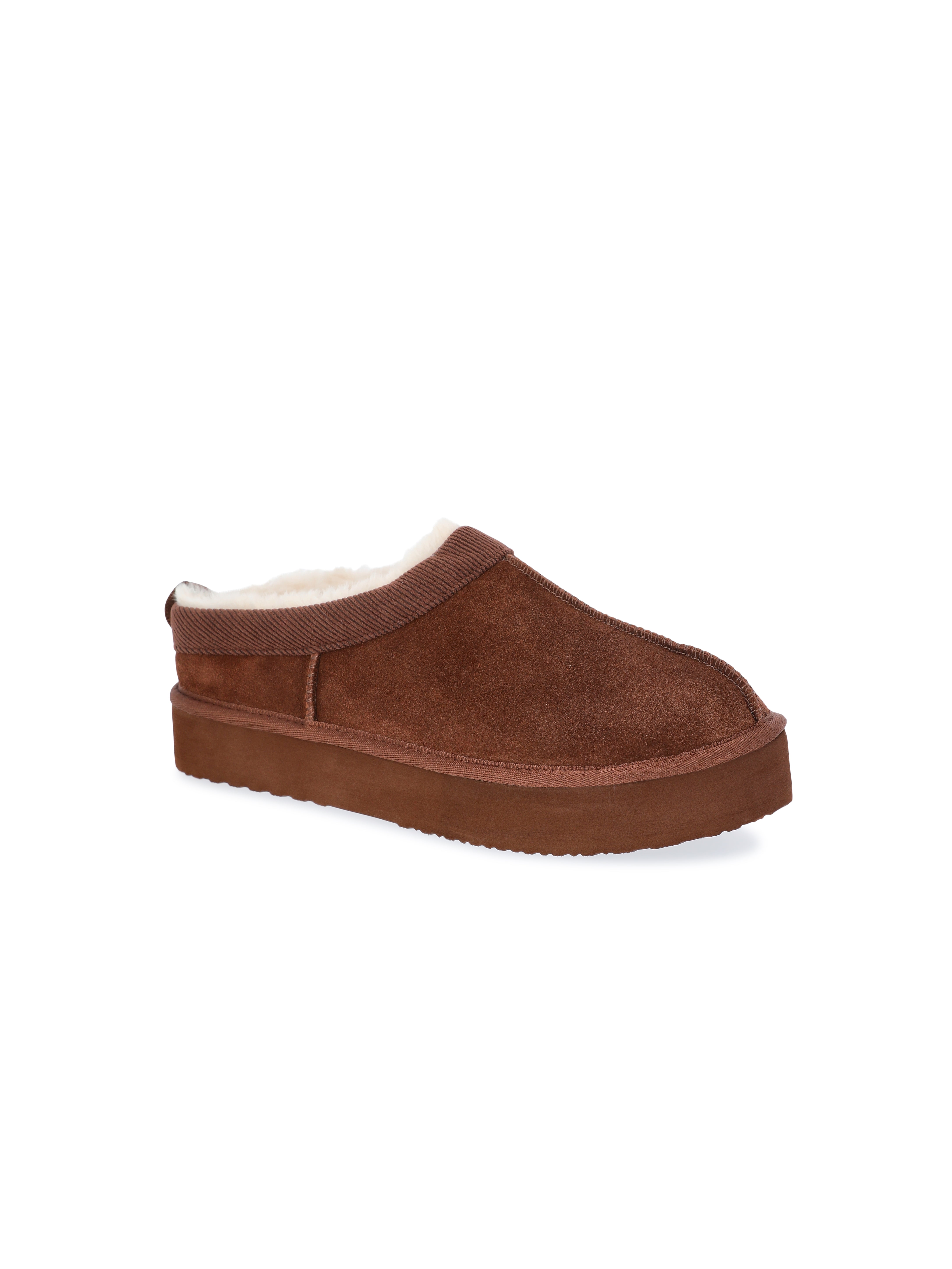 Joyspun Women’s Ultra Short Faux Suede Platform Clog Slippers - Walmart.com