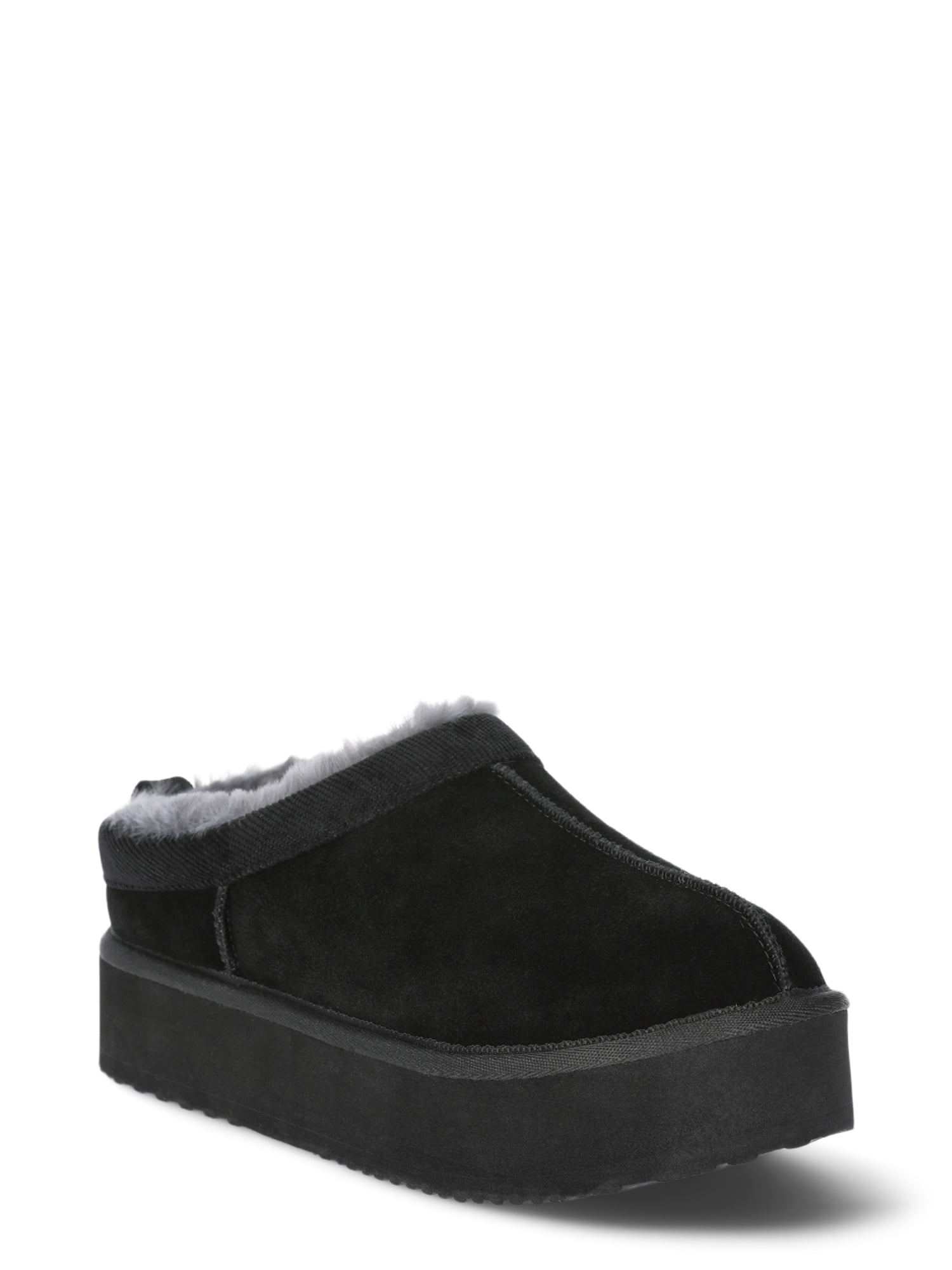 Joyspun Women's Ultra Short Platform Clog Slippers - Genuine Suede ...