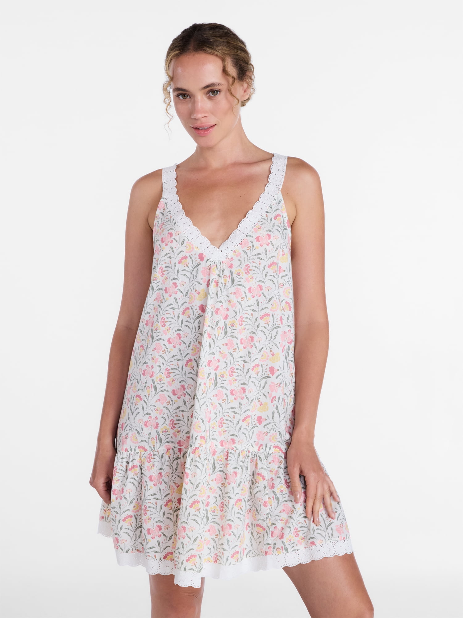 Joyspun Women’s V Neck Woven Sleep Chemise, Sizes XS-3X - Walmart.com