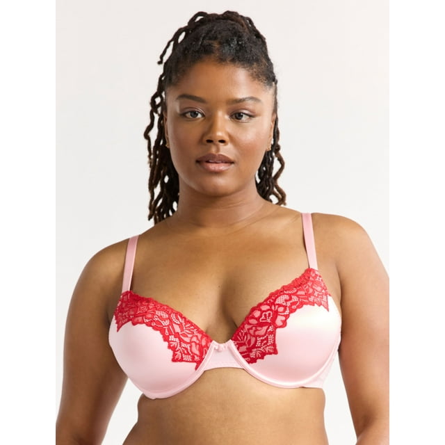 Joyspun Women's Satin Push Up Bra with Lace, Sizes 36B-40D - Walmart.com