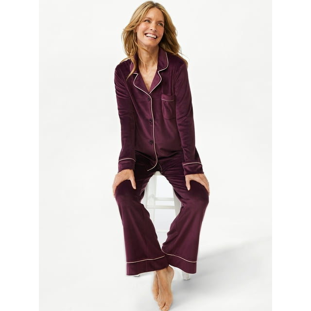Joyspun women's Velour Knit Pajama Set - Sizes S-5X - Walmart.com