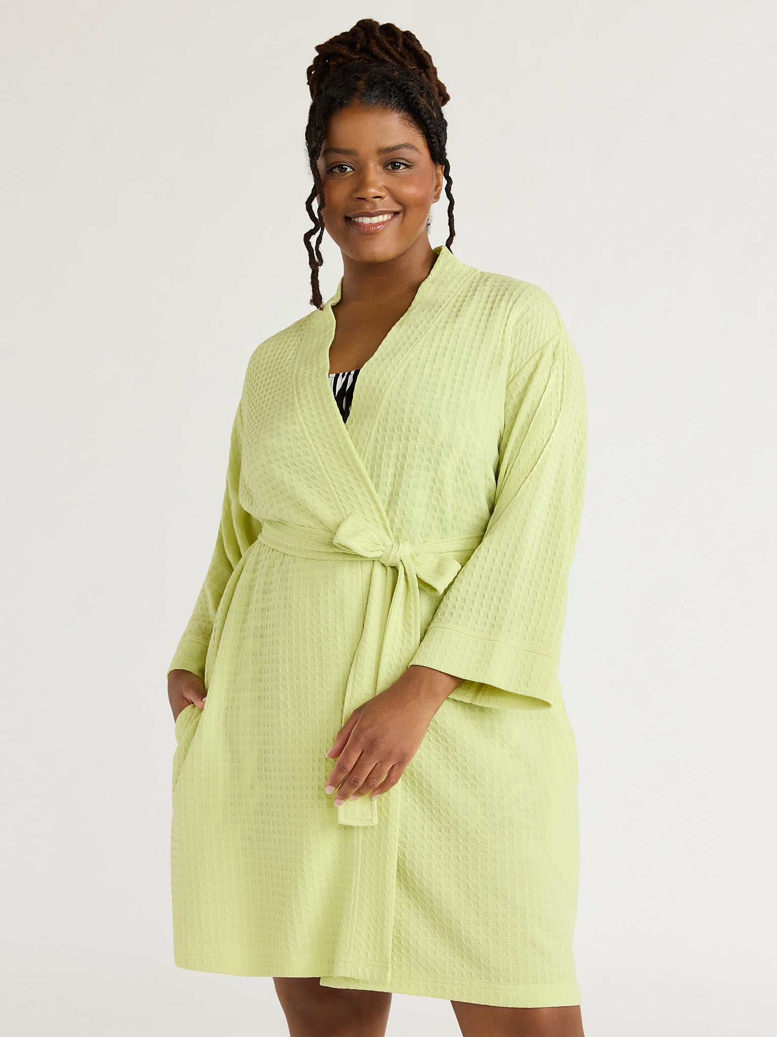 Joyspun Women’s Waffle Kimono Robe, Sizes S to 3X - Walmart.com