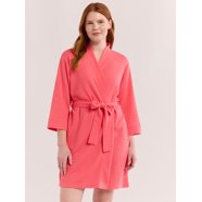 Joyspun Women’s Cotton Blend Long Sleeve Wrap Robe, Sizes S to 3X ...
