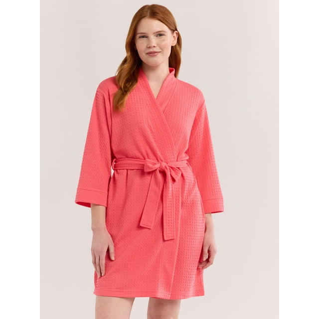 Joyspun Women's Waffle Kimono Short Wrap Robe, Sizes S-3X - Walmart.com