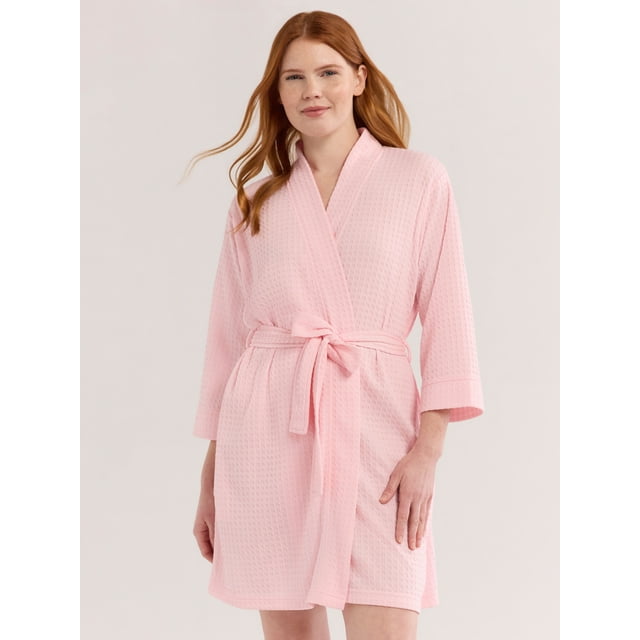 Joyspun Women's Waffle Kimono Short Wrap Robe, Sizes S-3X - Walmart.com