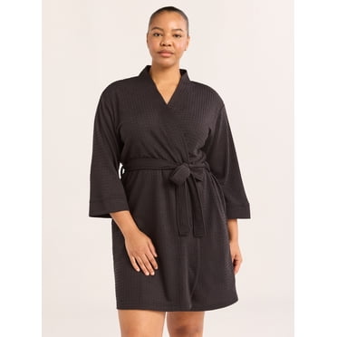 Joyspun women's Cotton Blend Long Sleeve Wrap Robe - Walmart.com
