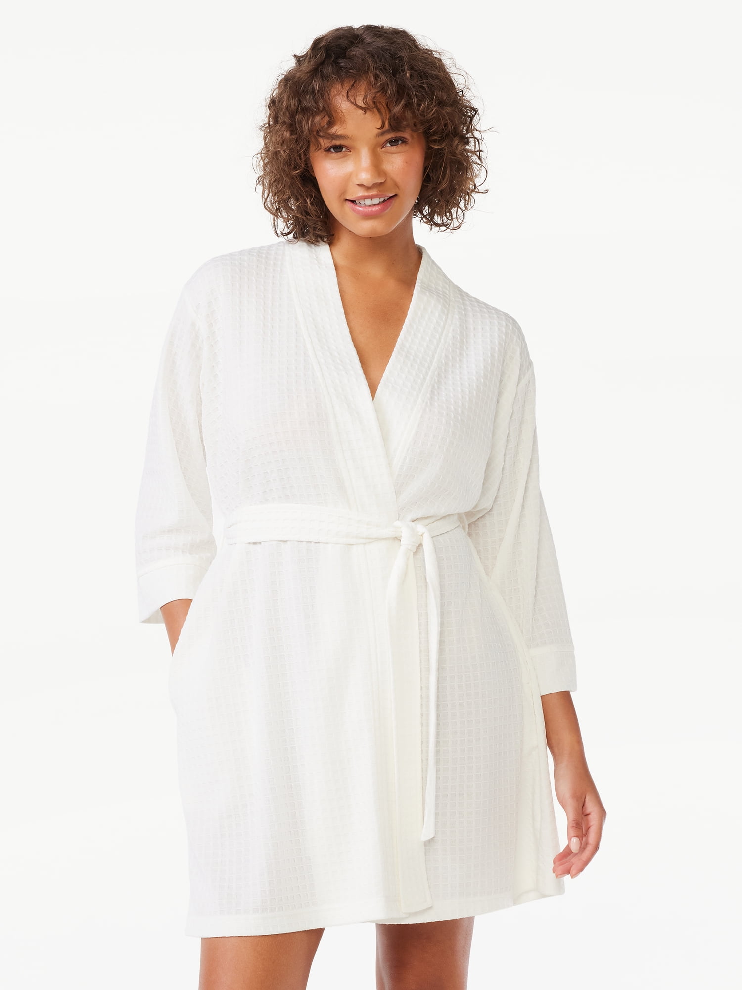 Joyspun Women's Waffle Knit Wrap Robe, Sizes S to 3X, Sleepwear Robes ...