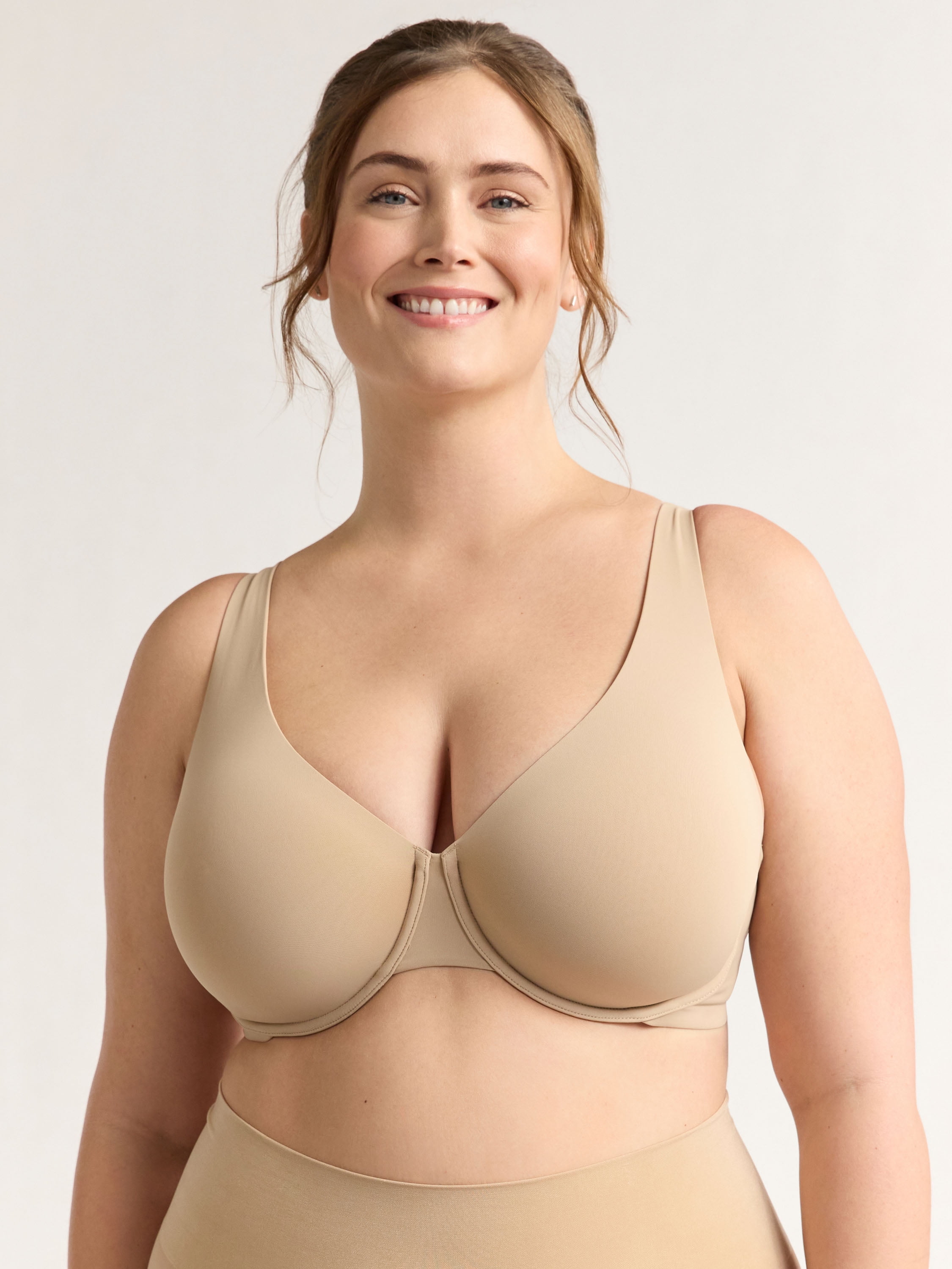 Joyspun Women's Smooth Micro Unlined Underwire Bra, Adjustable Straps, Sizes 38DD-46DDD ...