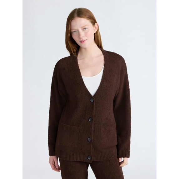 Joyspun Women's Fuzzy Front Pocket Cardigan, Sizes XS-3X - Walmart.com