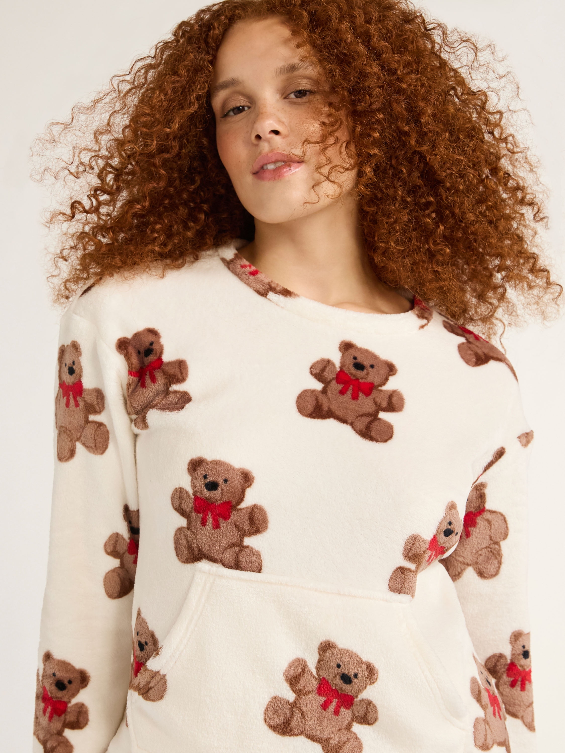 Joyspun Plush Pajama Set - Crew Neck Sleepwear - Walmart.com