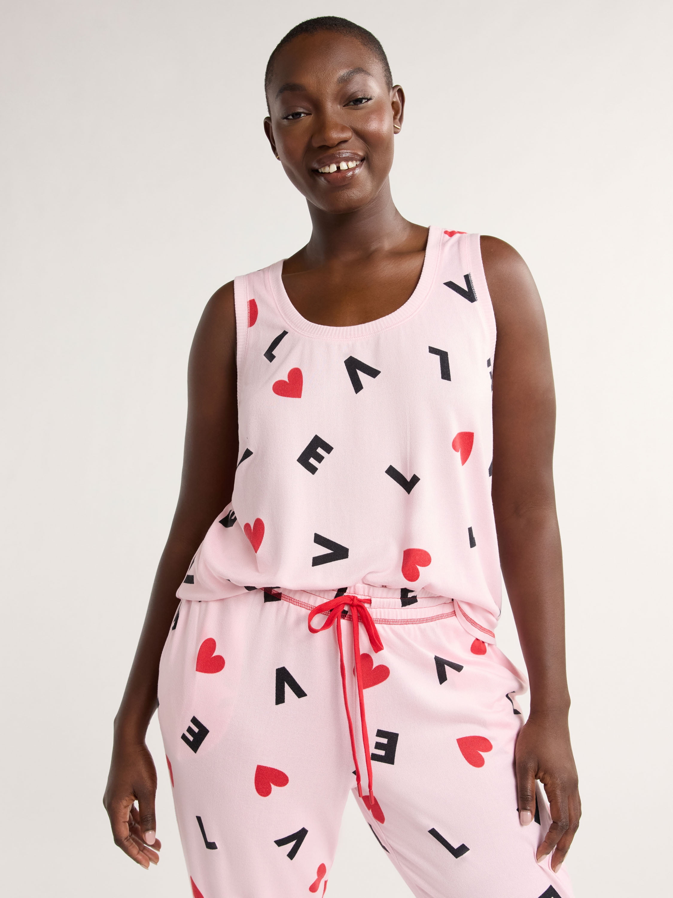 Joyspun Women's and Women’s Plus Hacci Knit Sleep Tank Top, Sizes XS to ...