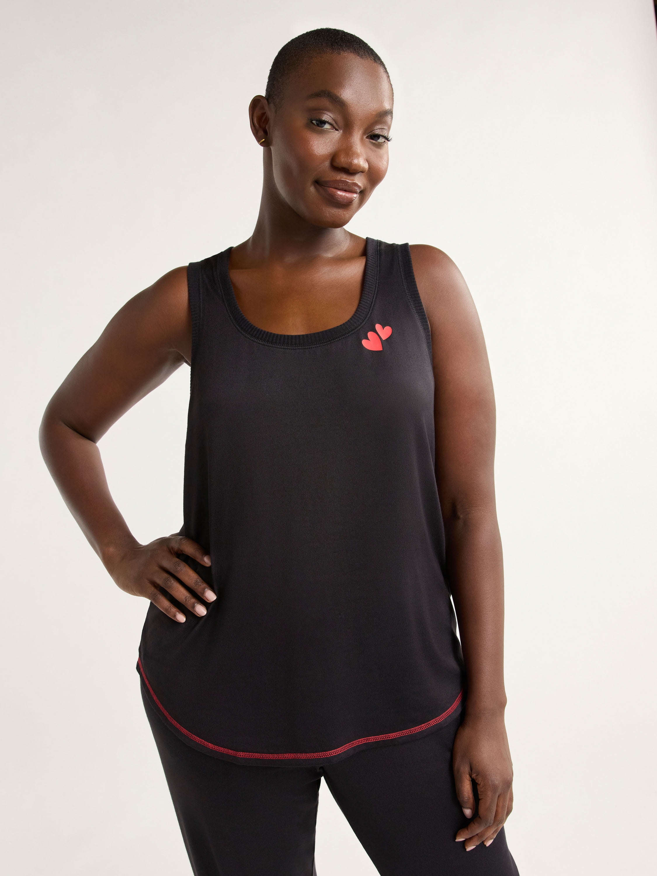 Joyspun Women's and Women’s Plus Hacci Knit Sleep Tank Top, Sizes XS to ...