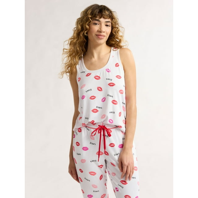 Joyspun Women's and Women’s Plus Hacci Knit Sleep Tank Top, Sizes XS to ...