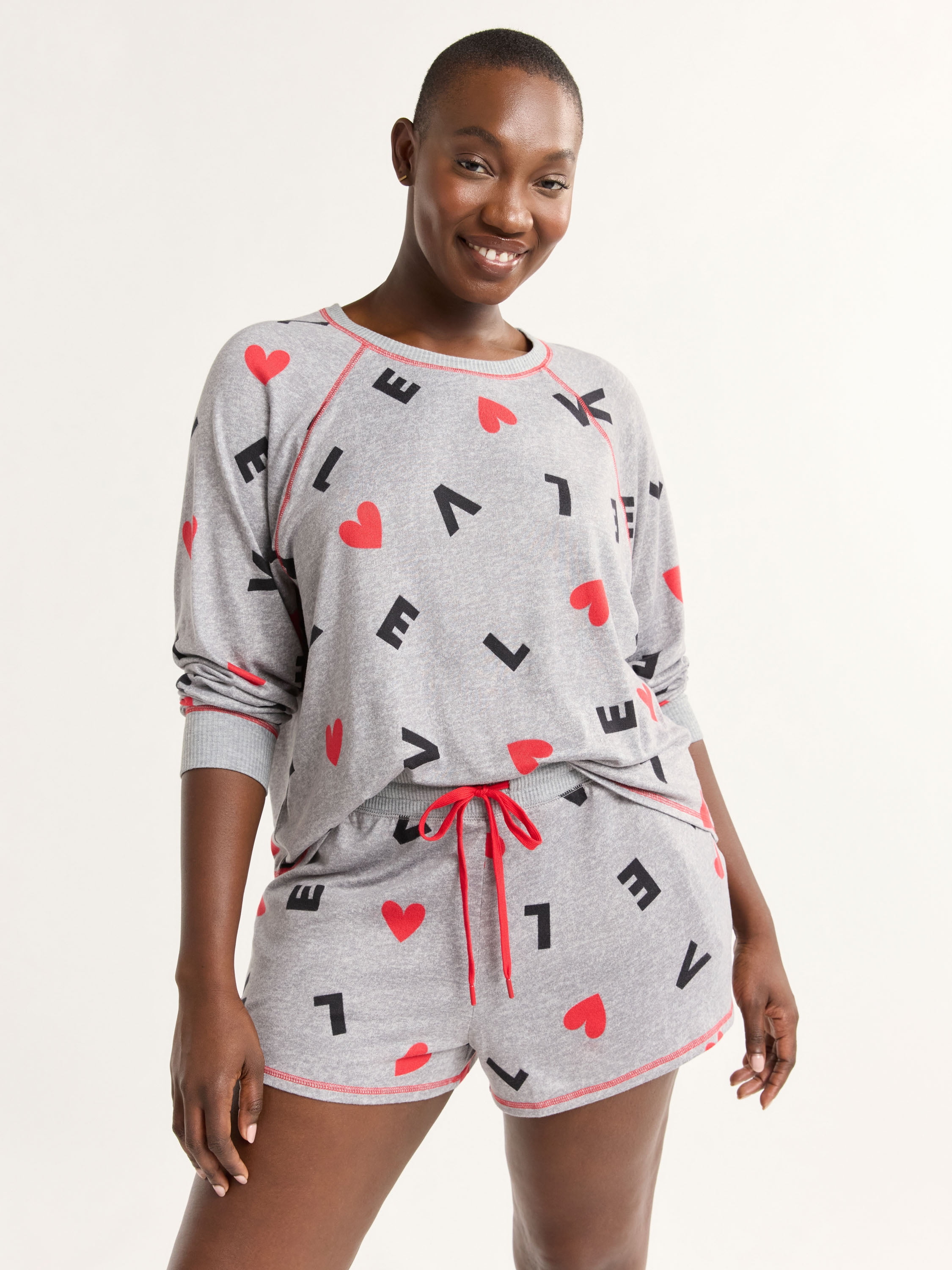 Joyspun Women's and Women’s Plus Hacci Knit Sleep Top, Sizes XS to 3X ...