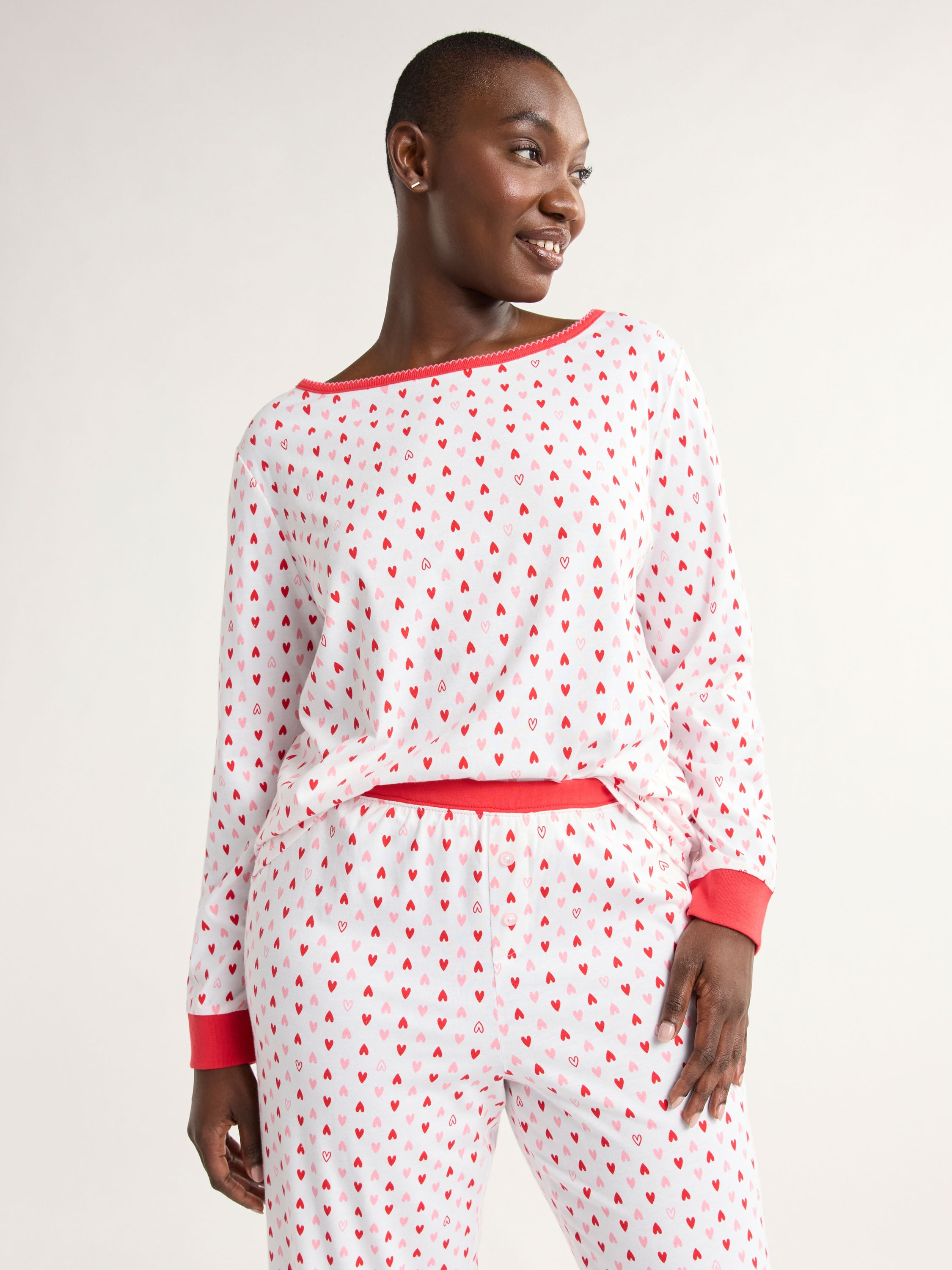 Joyspun Women's and Women’s Plus Jersey Knit Sleep Top with Long ...