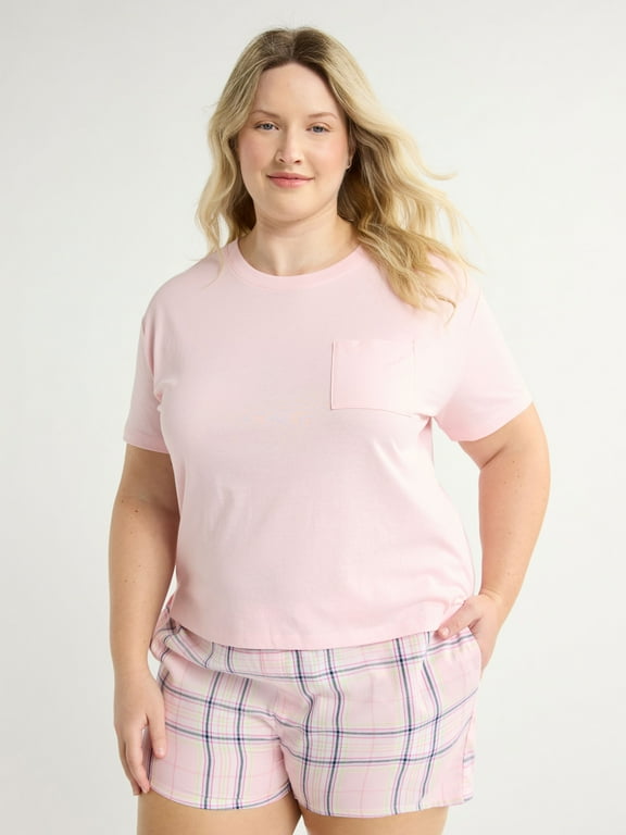 Joyspun Women's and Women’s Plus Woven Pajama Boxer Shorts, Sizes XS to ...