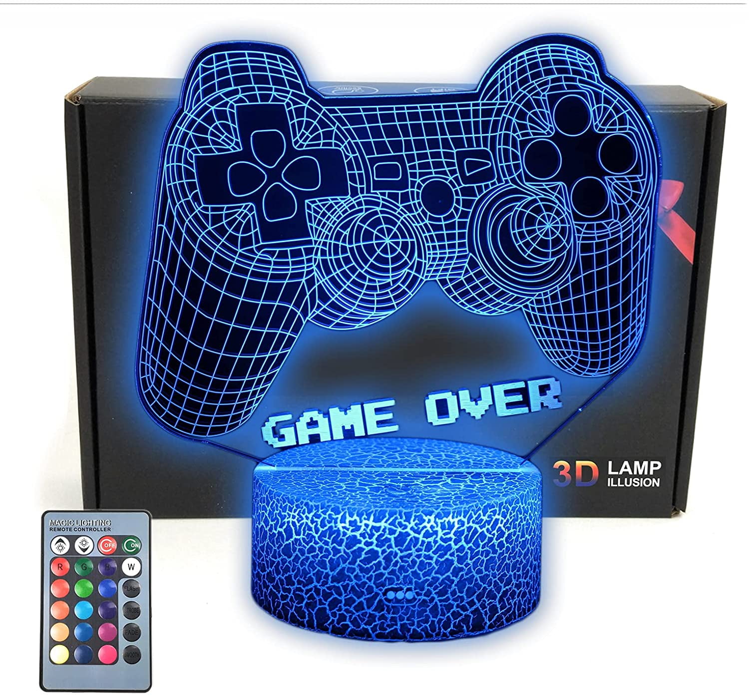 YSTIAN Joystick 3D Illusion LED Lamp, 16 Color Change Night Light ...