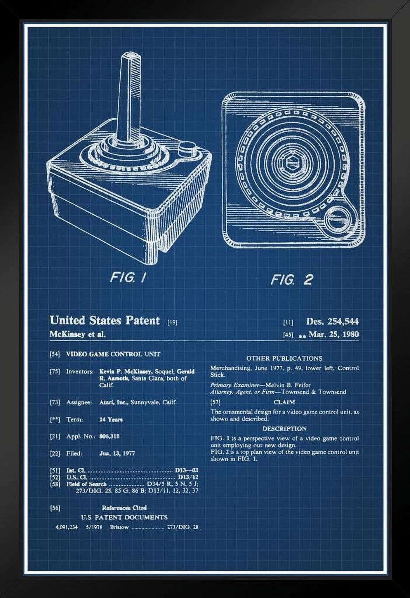 Joystick Video Game Gaming Official Patent Blueprint Art Print Stand or ...