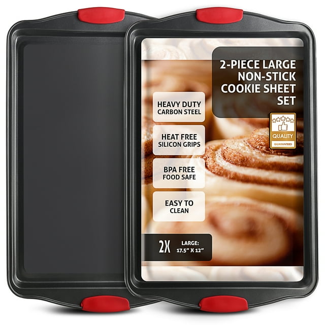 Joytable Baking Sheet Set, 2-piece Large Cookie Sheet Set with Silicone ...
