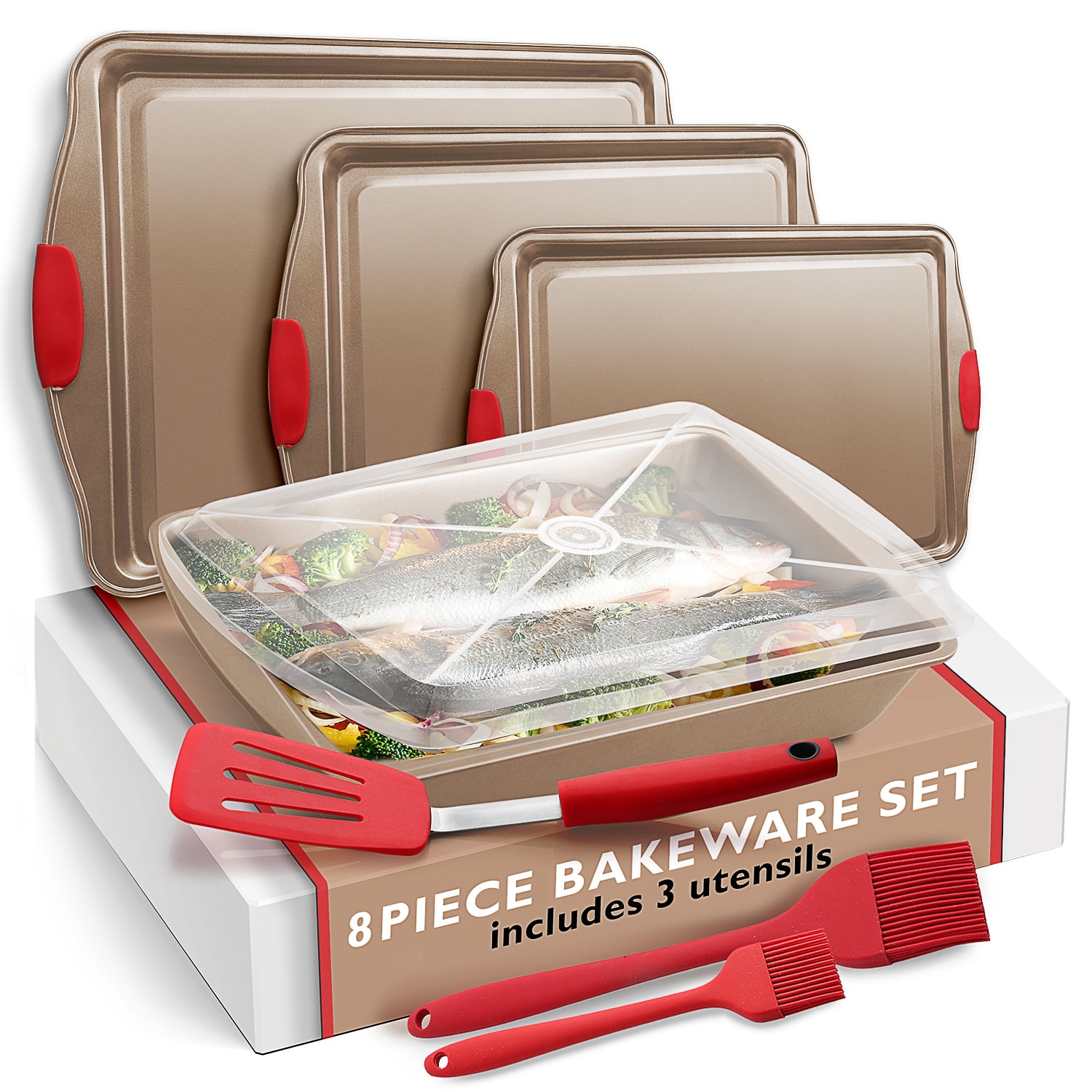 Joytable Non-Stick Cookie Sheet Set for Oven, Large & Small, 4 Pack ...