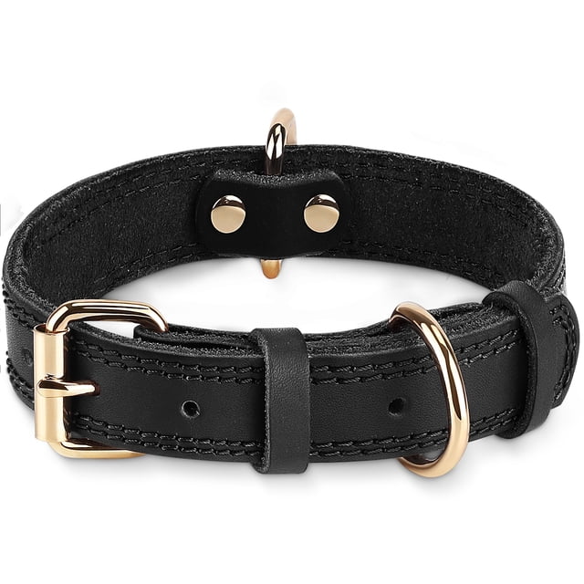 Joytale Soft Leather Dog Collar, Heavy Duty for Large Dogs, Black ...