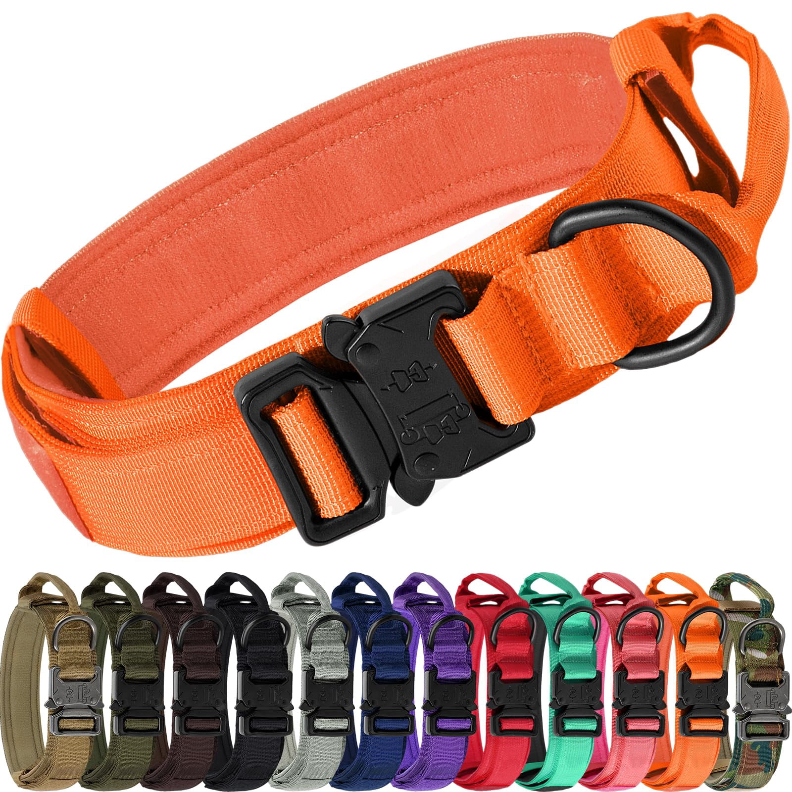 Joytale Tactical Dog Collar MZF22 with Handle, Adjustable Heavy Duty ...
