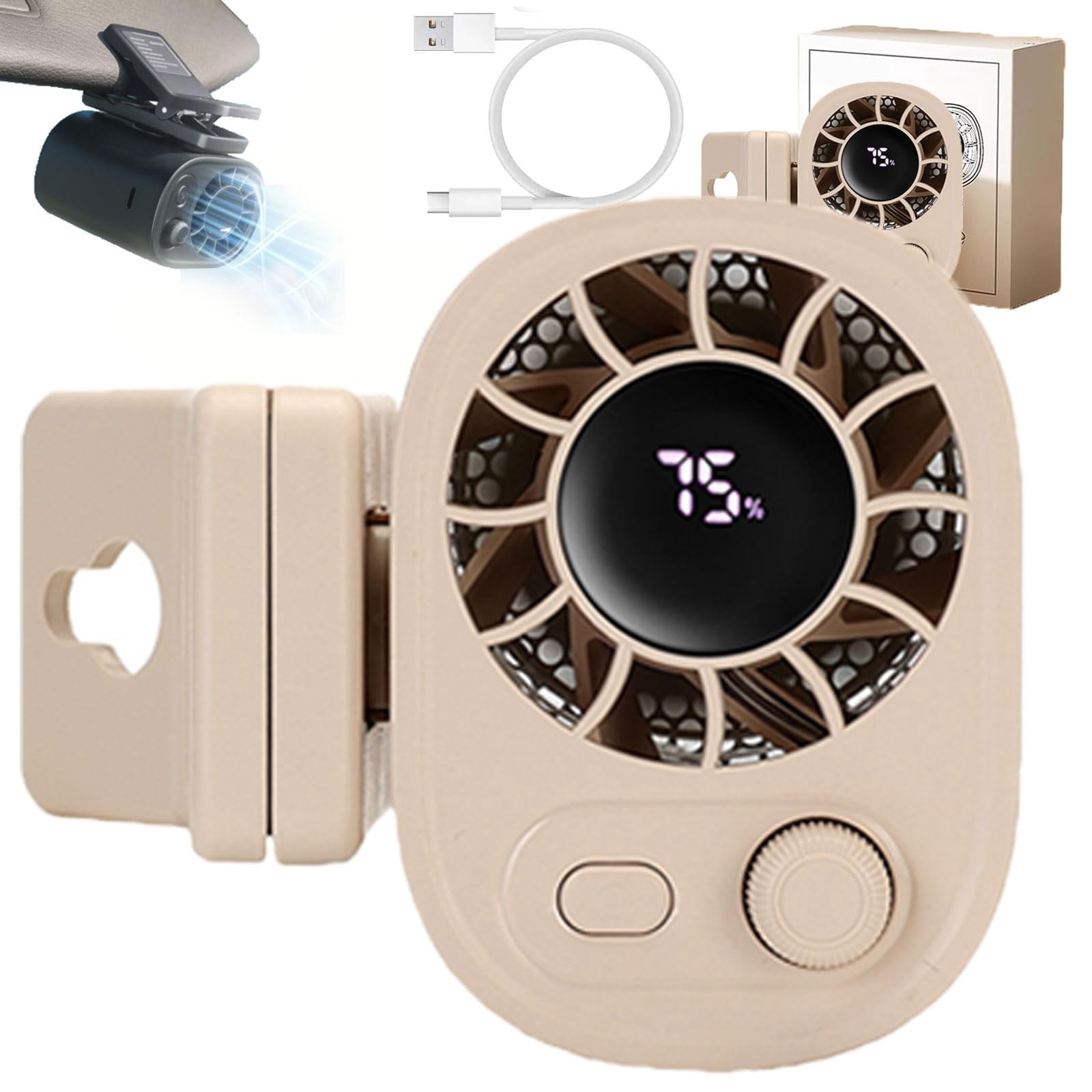 Joytutu Car Clip on Fan, Car Clip on Fan with LED Display - 360 ...