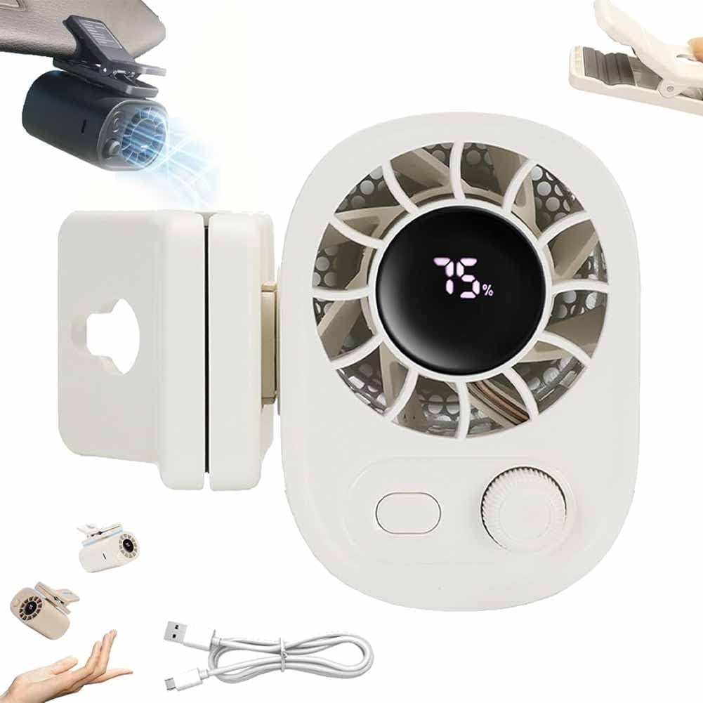 Joytutu Car Clip on Fan with LED Display - 360° Rotation, 100 Speeds ...