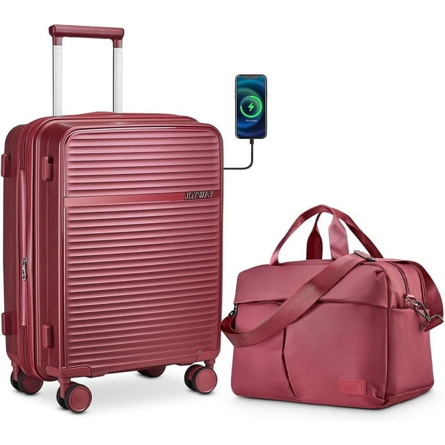 Joyway - 2 Luggage Sets PP Hardside USB Charge Port Spinner Luggage ...