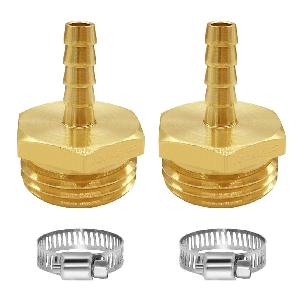 Joywayus 2Pcs 1/4" Barb x 3/4" Male GHT Thread Hex Brass Garden Water ...