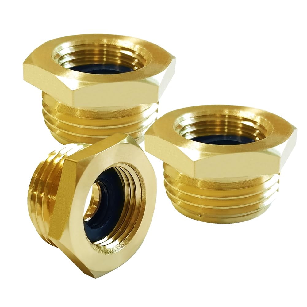 Joywayus Brass Bushing 1/2" G Female to 3/4" GHT Male Thread Adapter ...