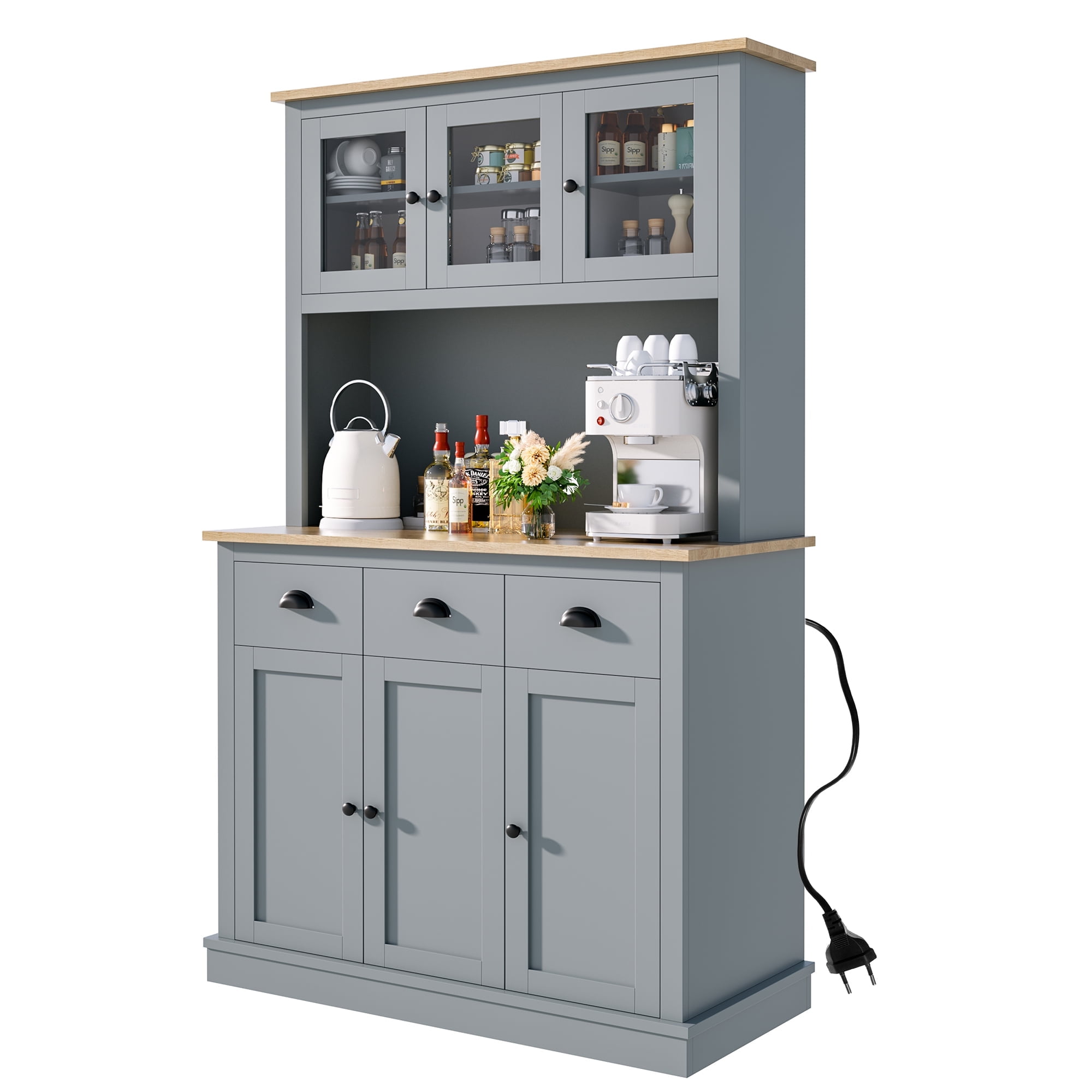 Joywind Freestanding Kitchen Hutch with Countertop, Storage Drawers ...