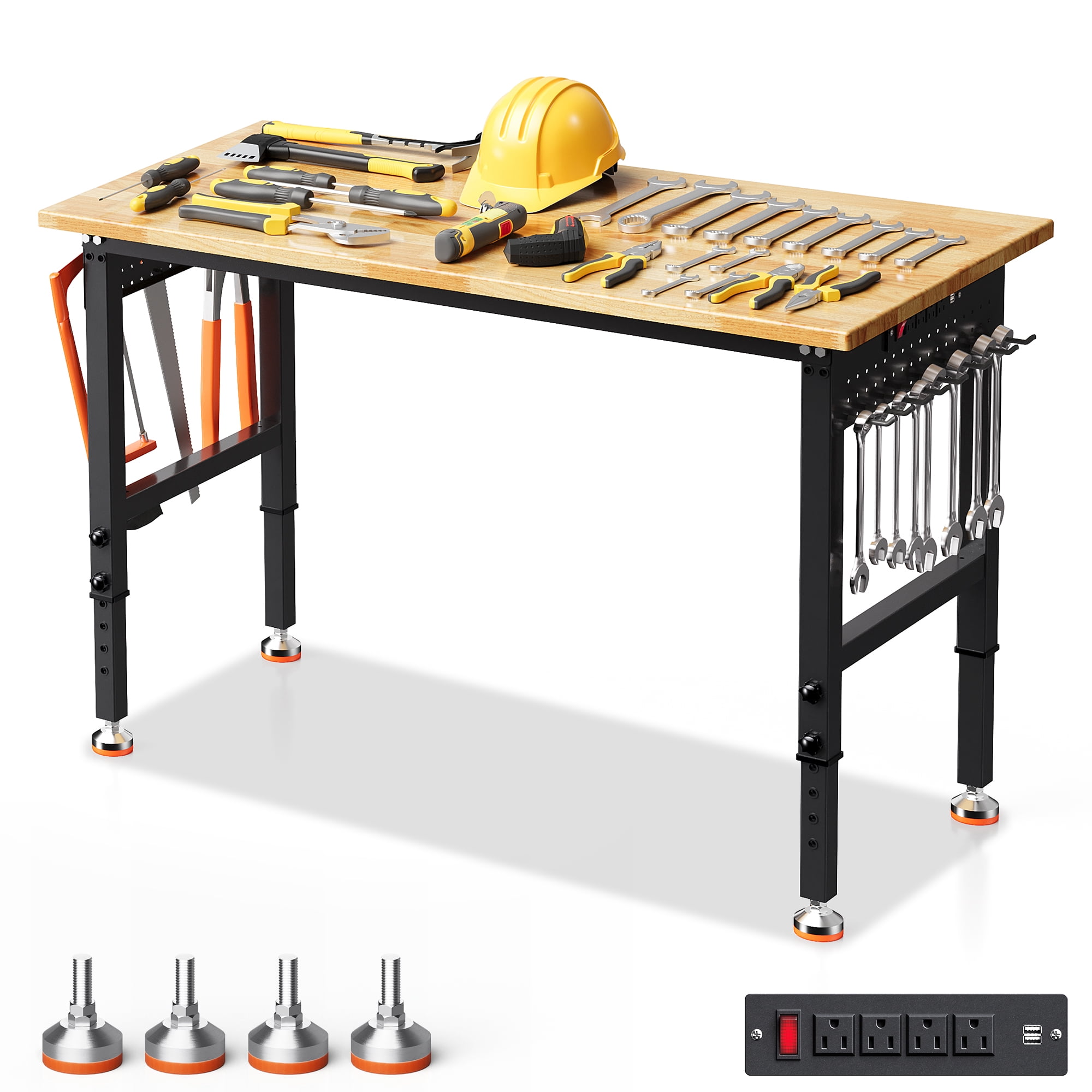 Joywind Industrial Adjustable Workbench with Electrical Outlets, 48 ...