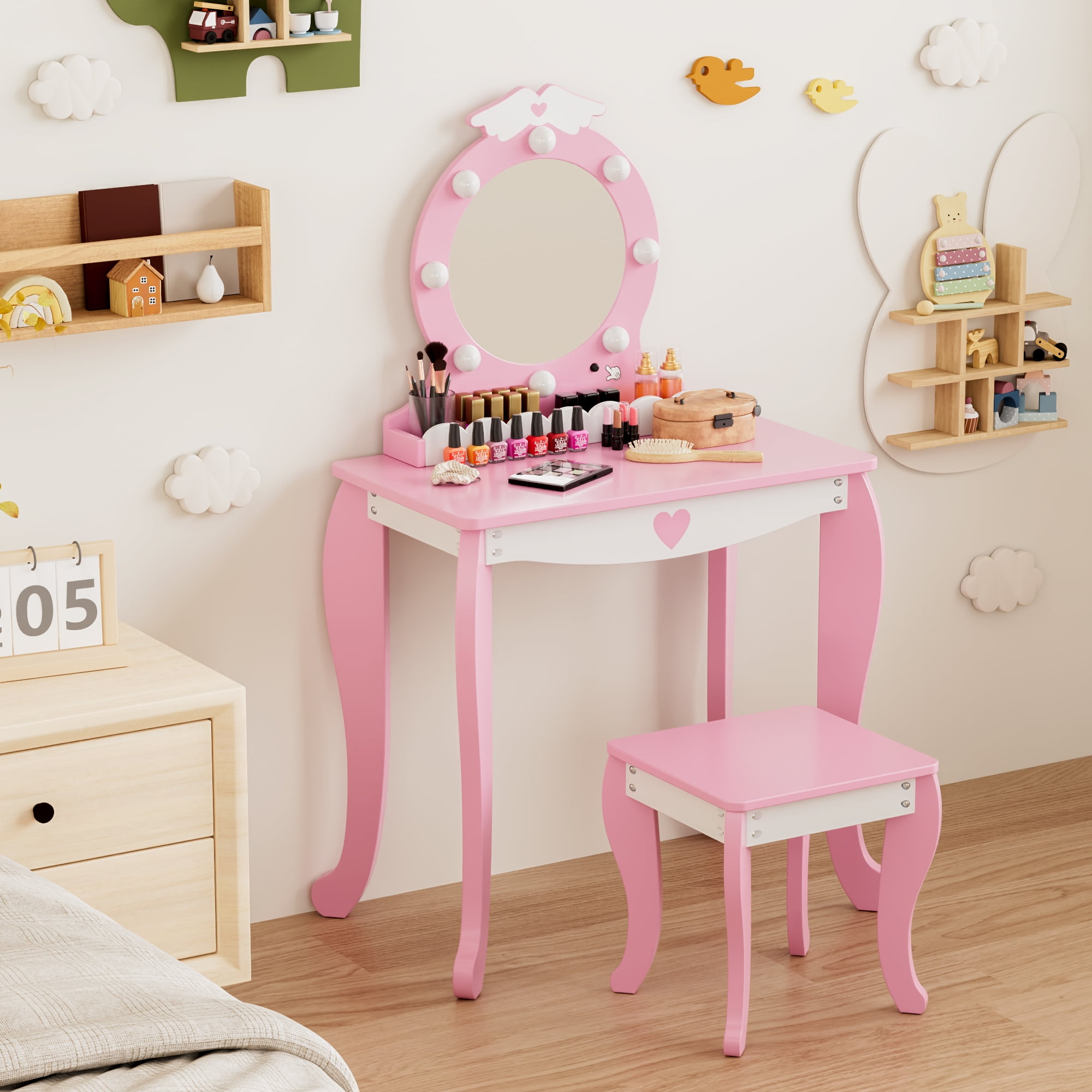 Joywind Kids Makeup Vanity Set with Mirror and Lights, Girls Makeup ...