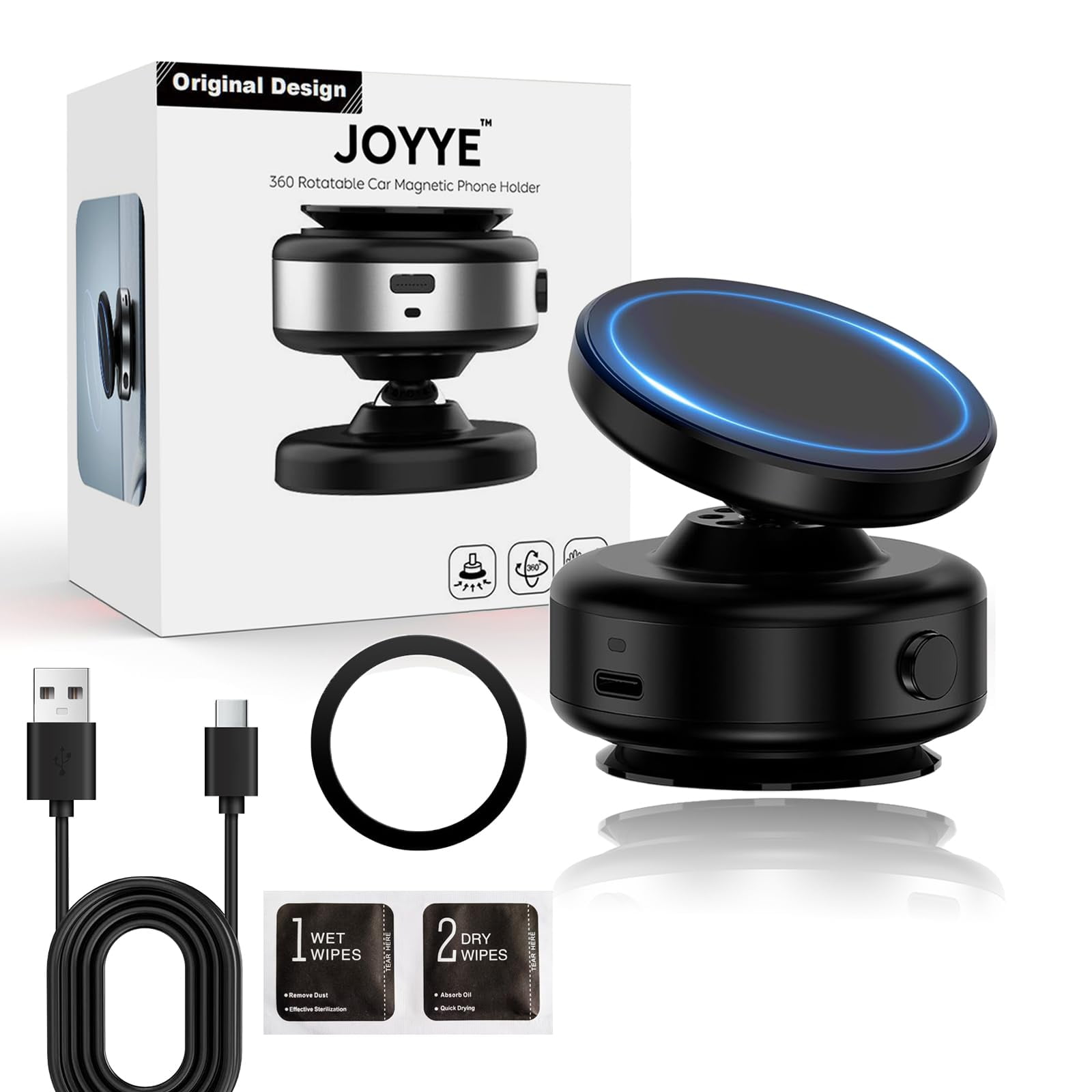 Joyye 360° Rotatable Car Magnetic Phone Holder, 360 Rotating Magnetic Phone Mount with Suction ...