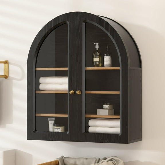 Arched Wall Cabinet, Large Wood Bathroom Medicine Cabinet Wall Mounted ...