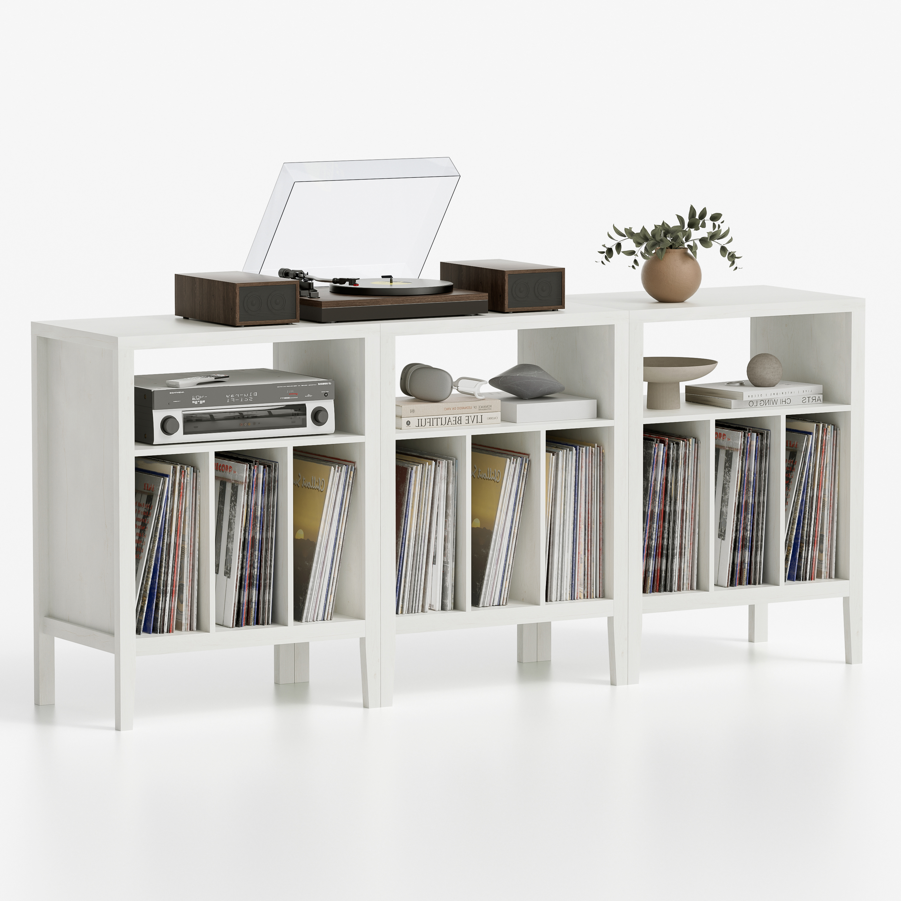 Joyyskill Modern Record Player Stand, Vinyl Record Storage Cabinet with ...