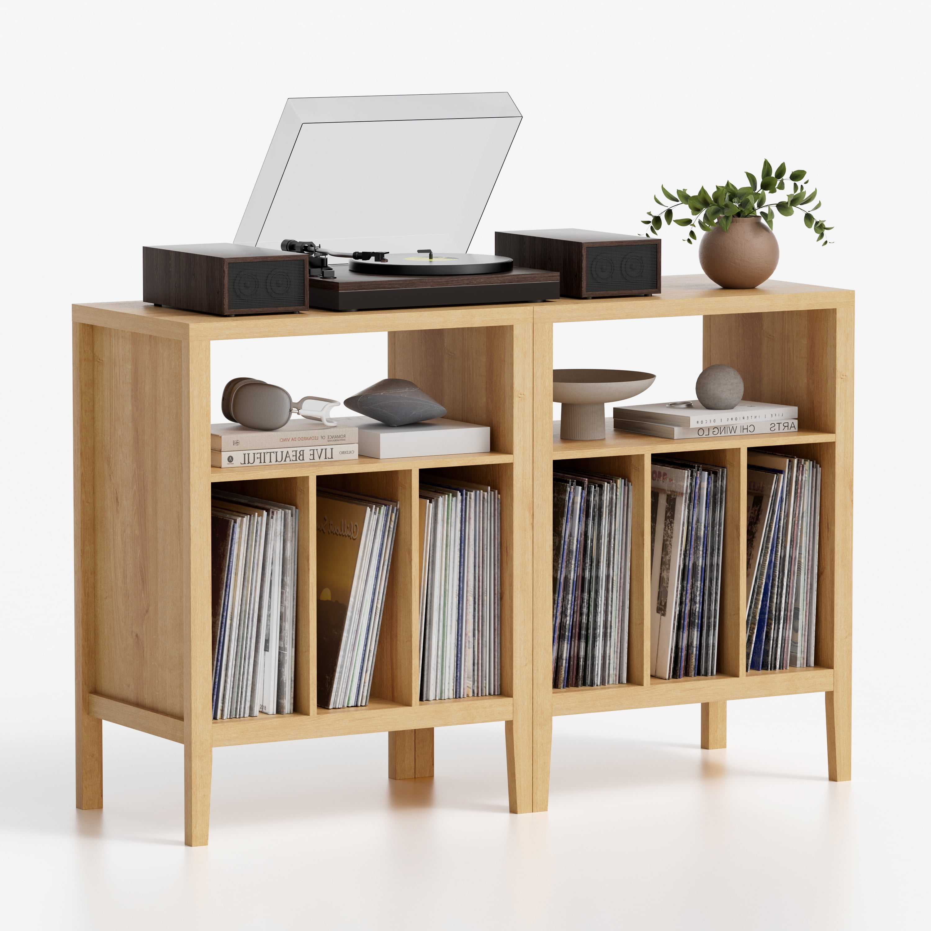 Joyyskill Modern Record Player Stand, Vinyl Record Storage Cabinet with ...