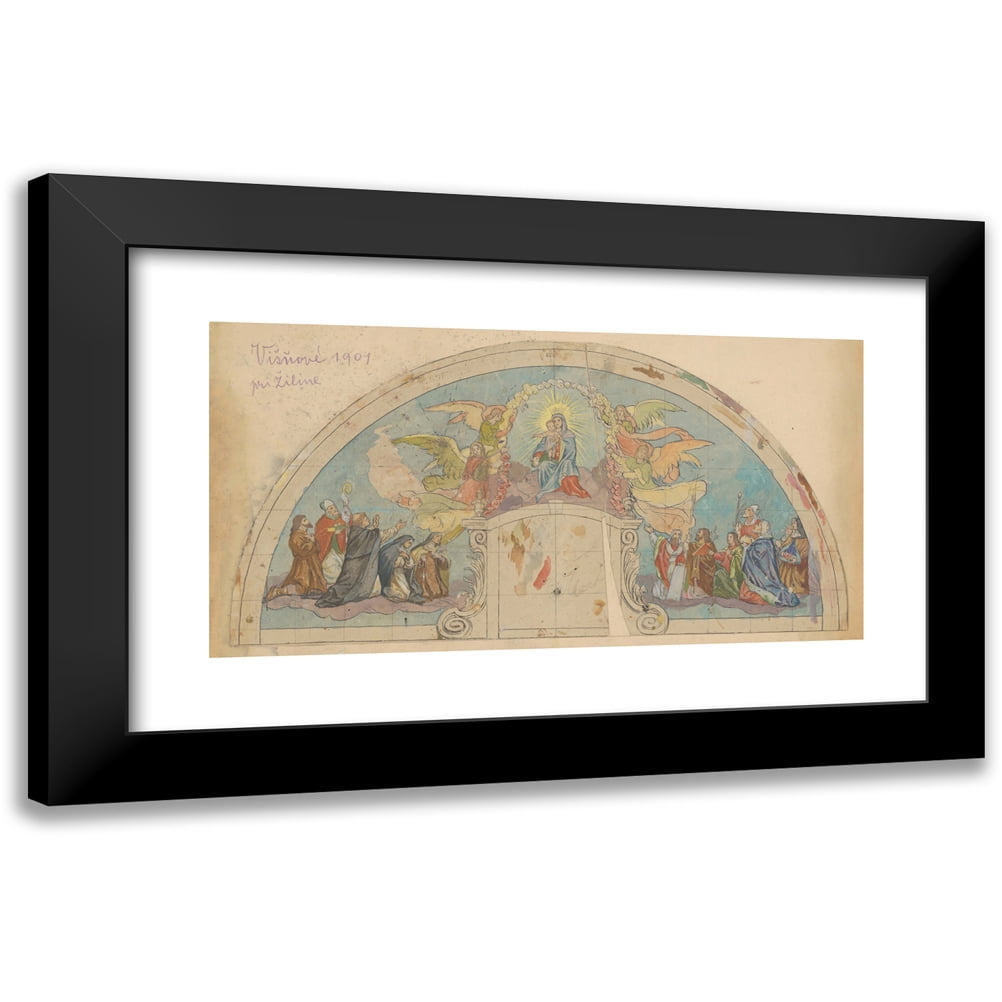 Jozef Hanula 24x14 Black Modern Framed Museum Art Print Titled - Madonna and Child, Mural Design ...
