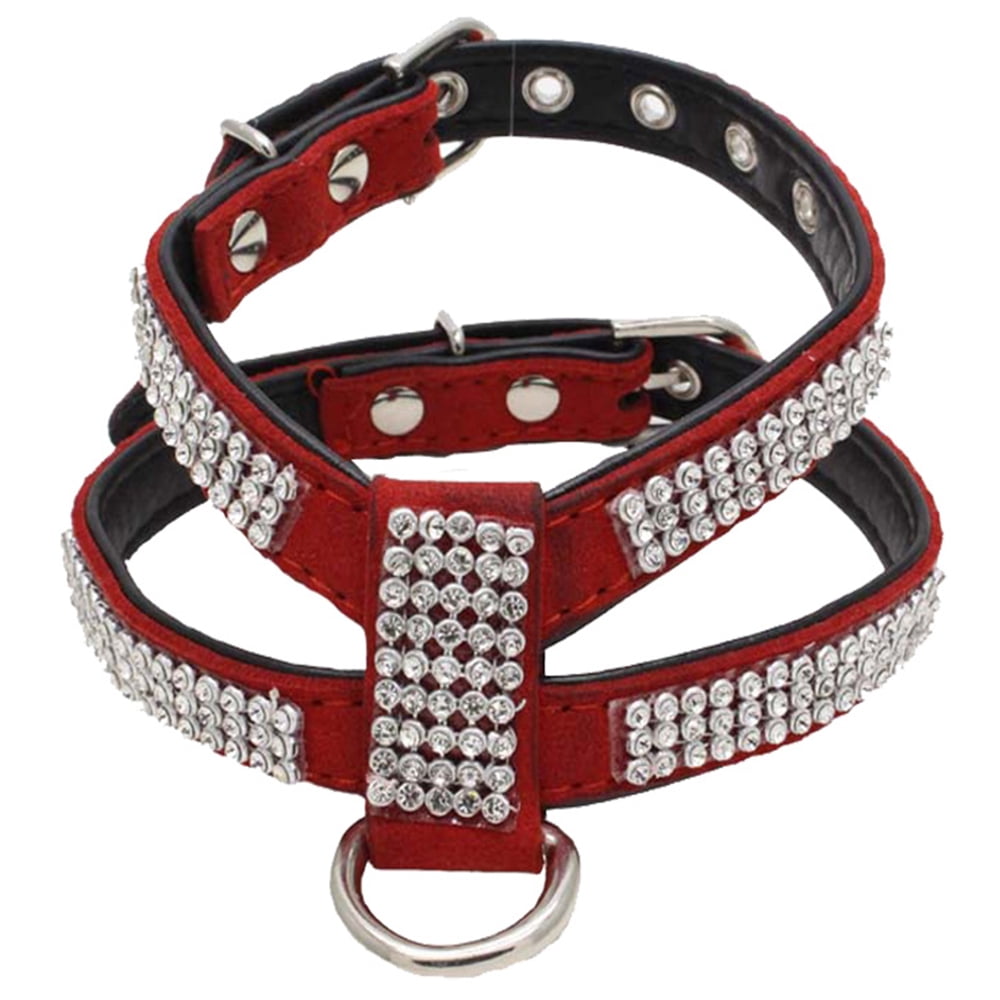Designice Jpetyy Suede Leather Rhinestone Pet Harness And Leash set for ...