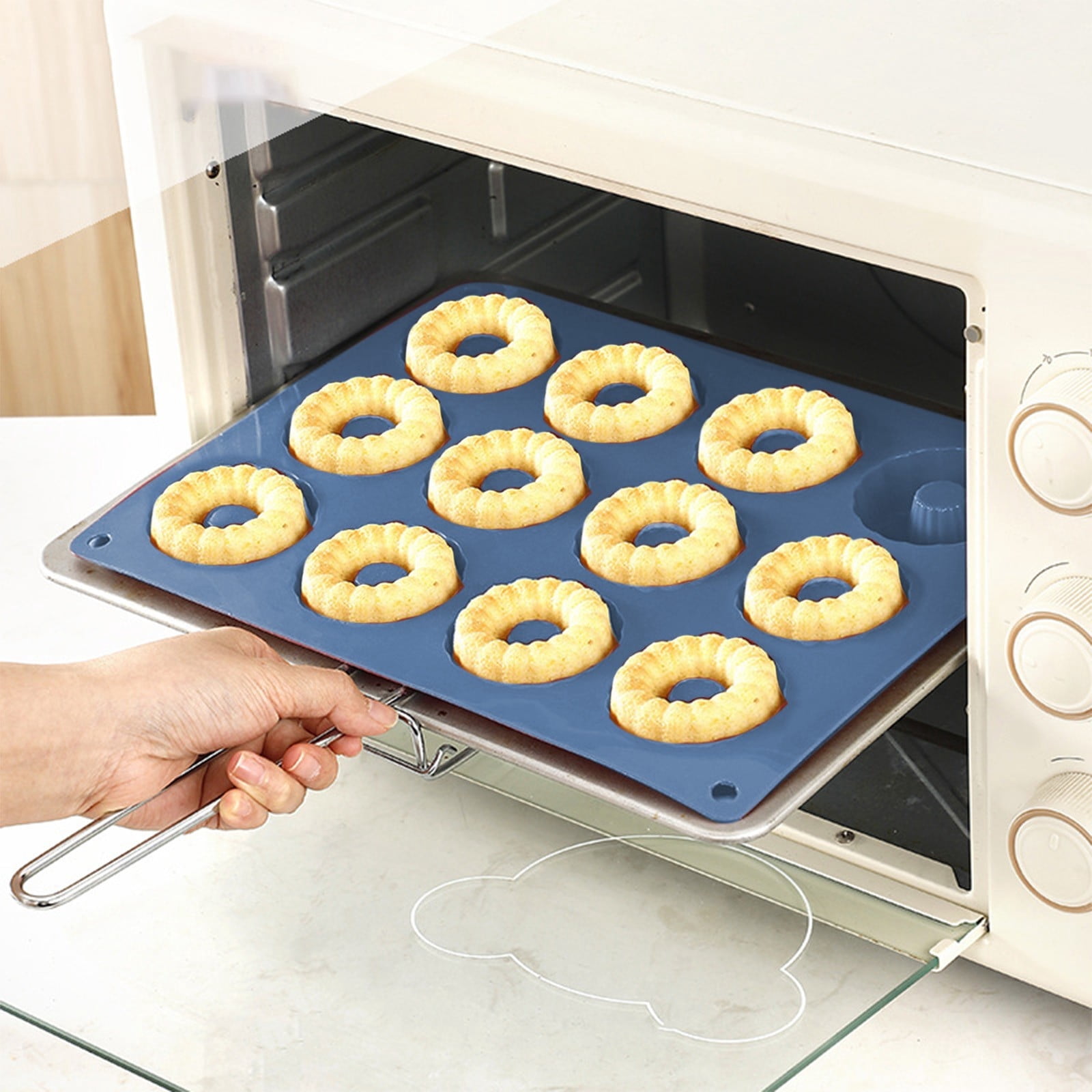 Jpxdew 12-Cavity Donut Mould - Multi-functional Non-stick Silicone ...