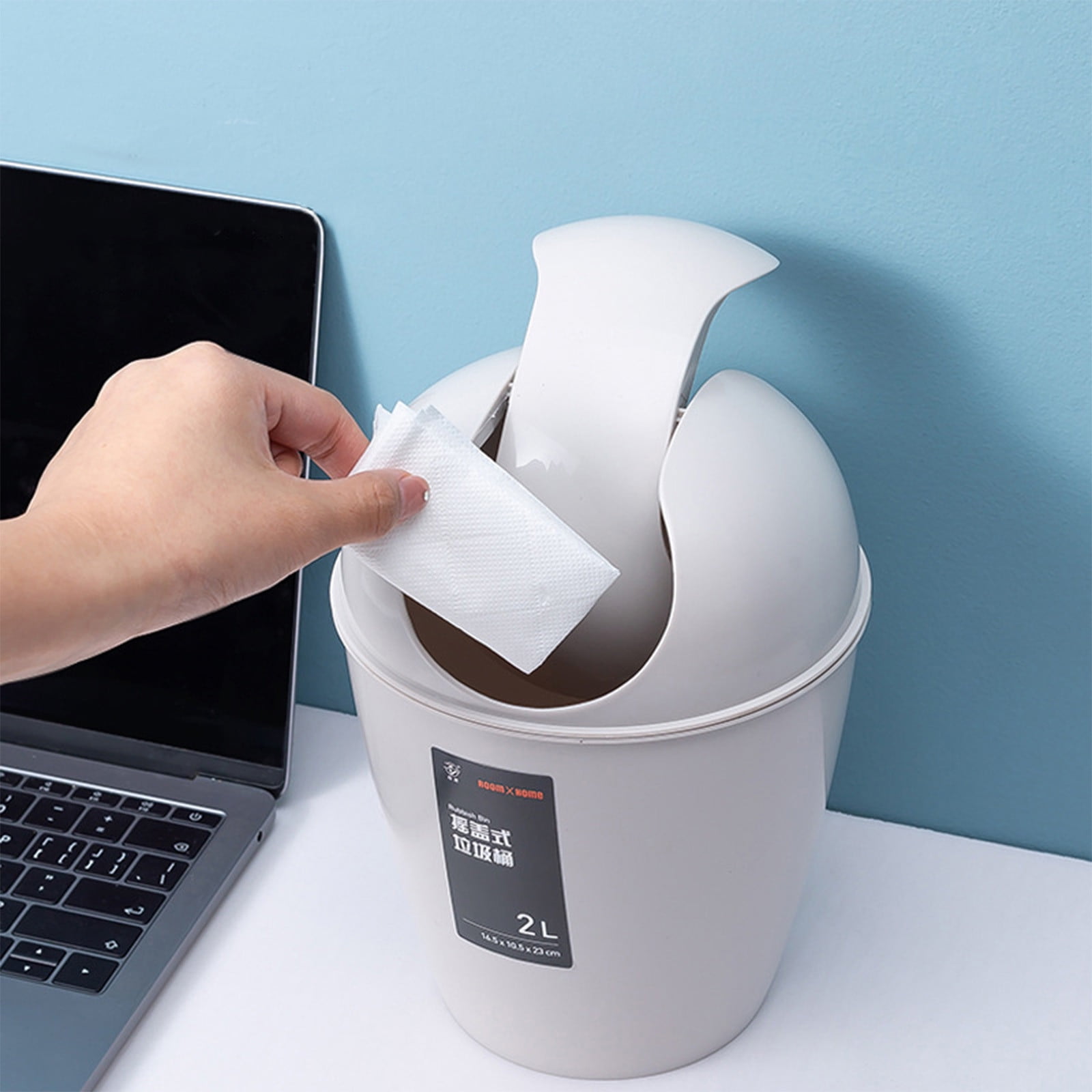 Jpxdew 2L Mini Trash Can with Lid for Bathroom Vanity, Desktop, Office ...