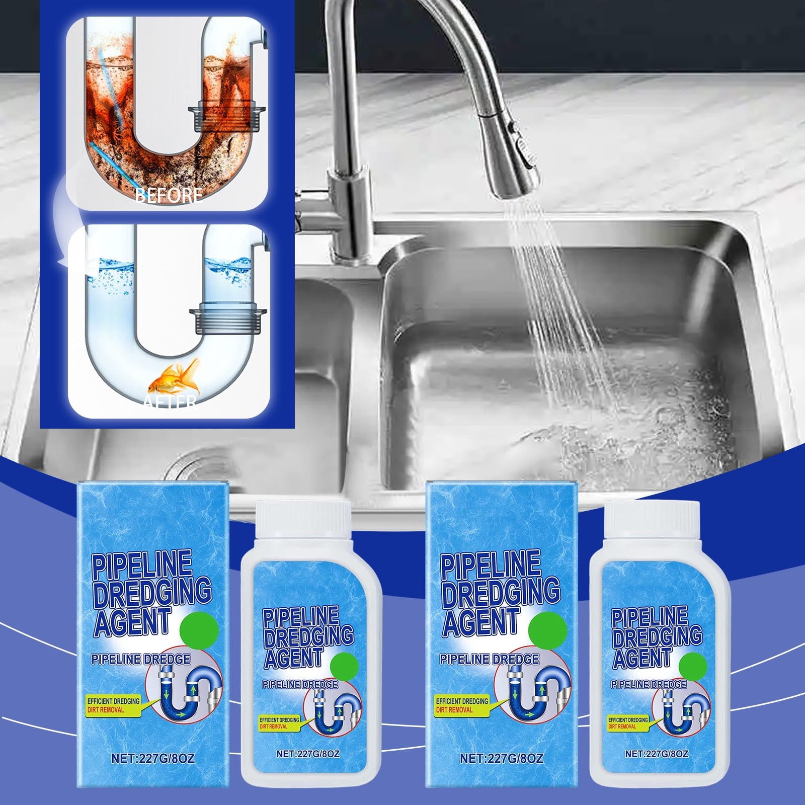 Jpxdew 2PC Drain Cleaner 320ml Unclogging Agent,Kitchen Sink Pipe ...