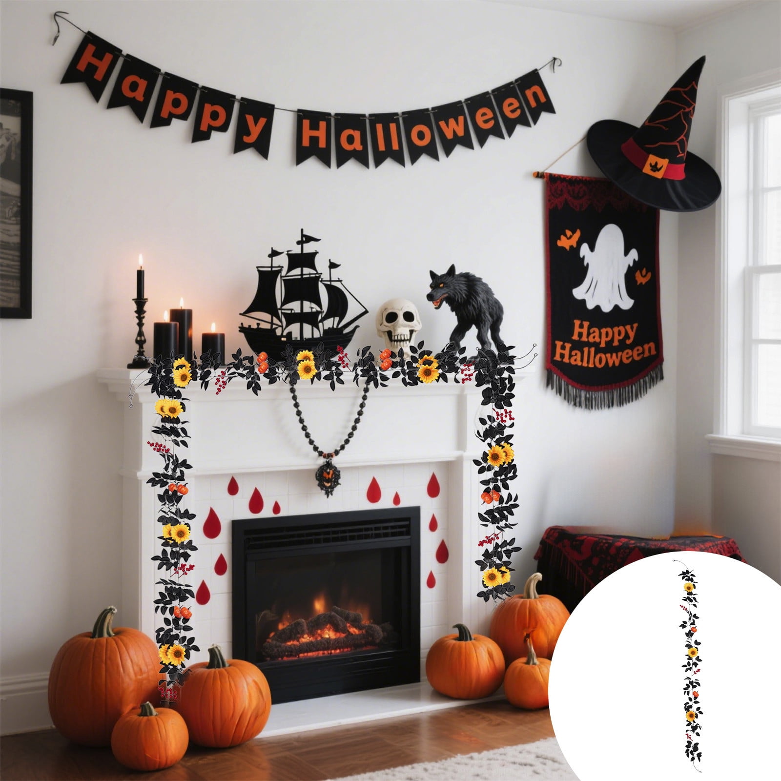 Jpxdew Autumn Maple Leaf Garland for Fireplace Party Decor,Realistic ...