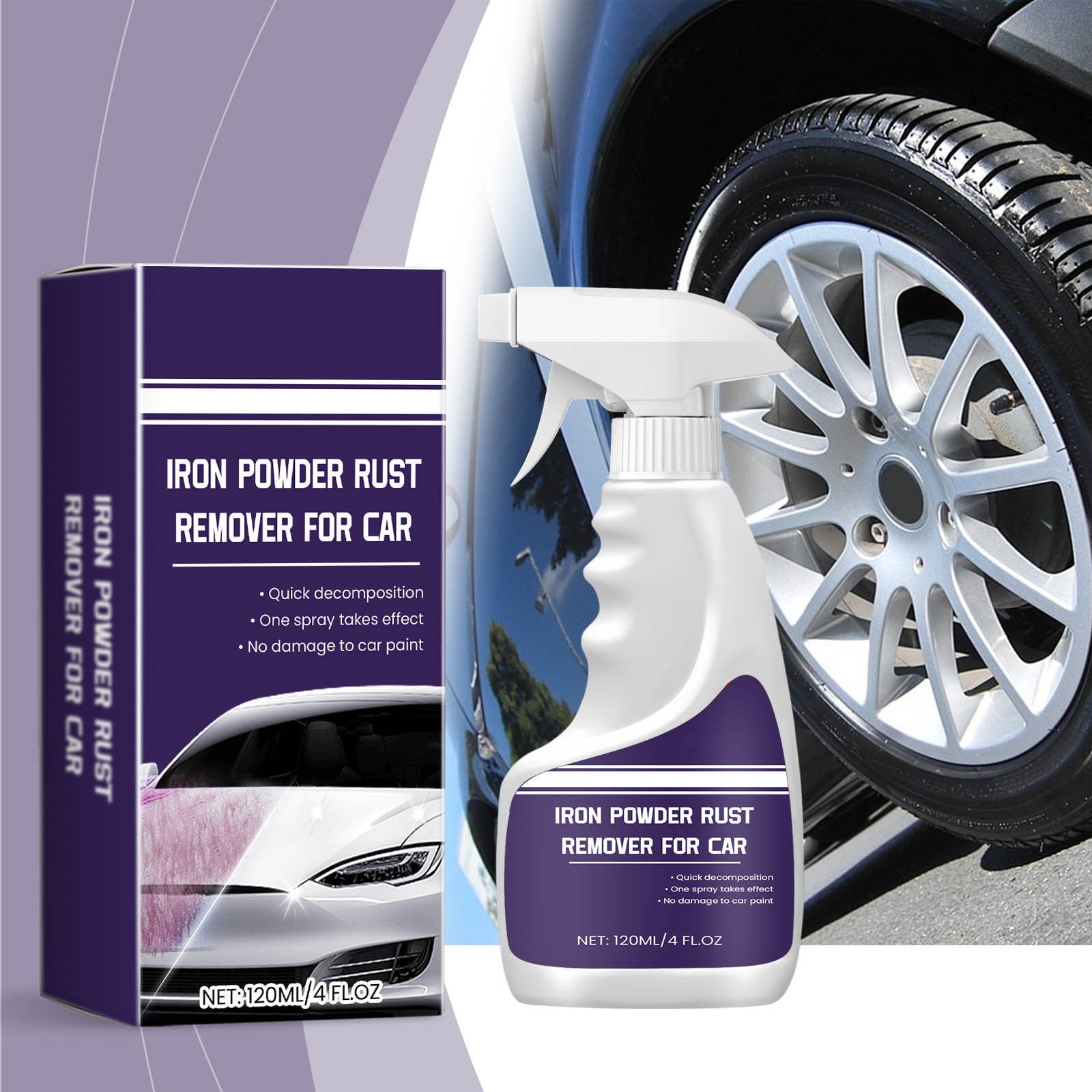 Jpxdew Car Iron Powder Rust Remover-120ml,Paint Decontamination,Rust ...
