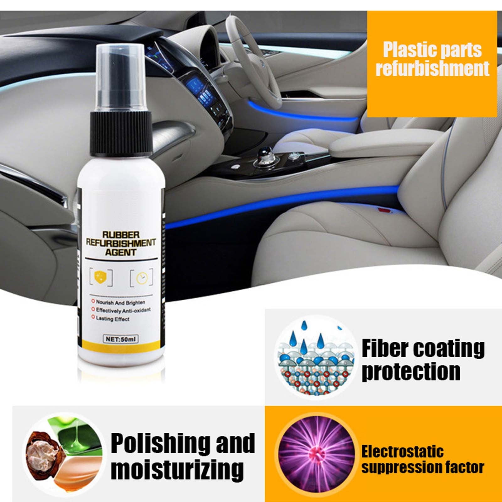 Jpxdew Car Rubber Restorer,50ml Plastic Leather Refurbishing Agent,UV ...