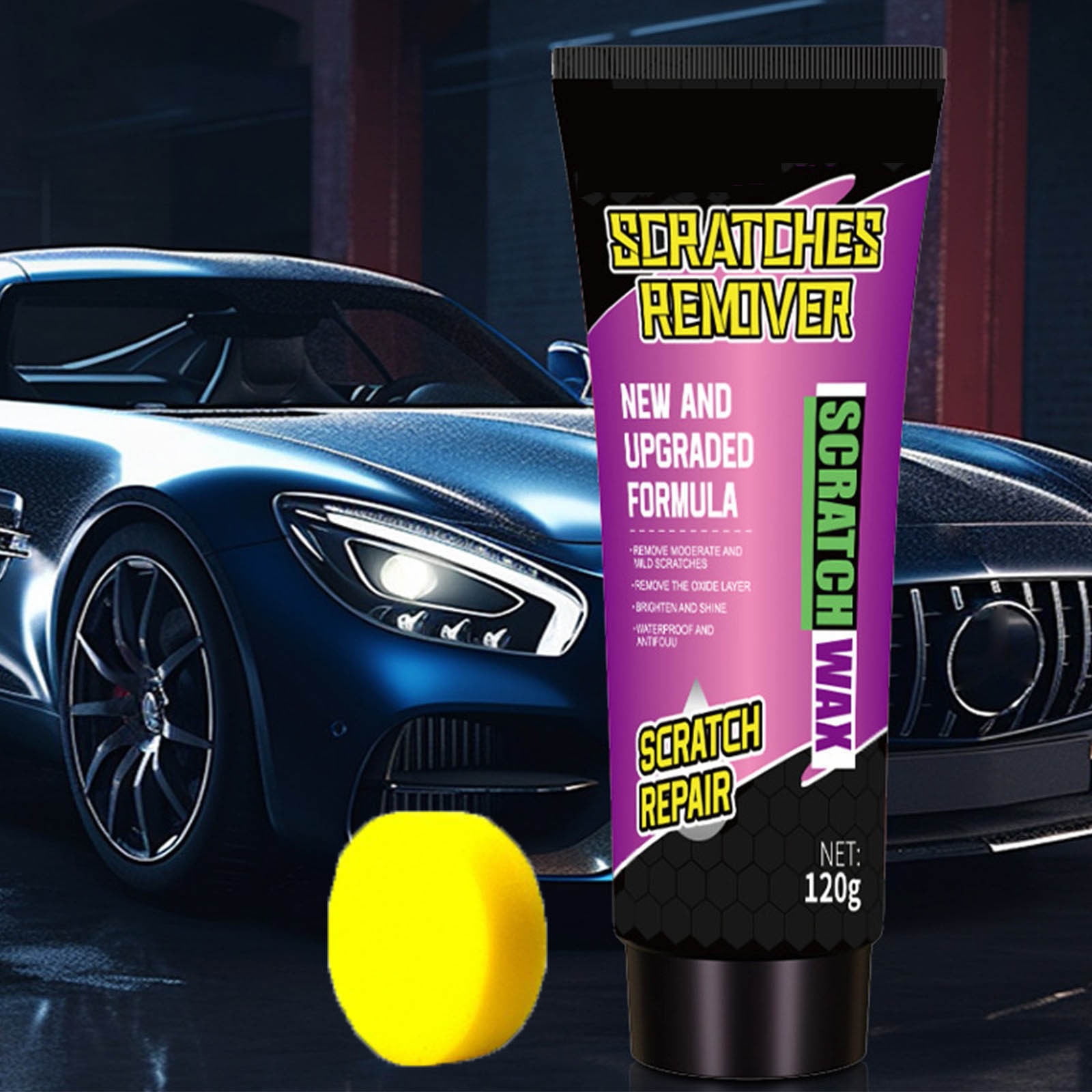 Jpxdew Car Scratch Repair Kit-120ml Scratch Wax + Sponge Applicator-Removes Scratches Clearance ...